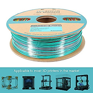 TECSONAR Silk Shiny Multicolor Rainbow PLA 3D Printer Filament 1.75mm, Dimensional Accuracy +/- 0.02mm, 1kg Spool (2.2lbs), Fit Most 3D Printer, Rainbow Macaron Series PLA