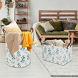 HKEC Rectangle Storage Basket with Handles, Collapsible Storage Box Cute Canvas Organizer Bin for Pet/Kids Toys, Books/Playroom Organization/Toy Bin/Closet/Shelf Baskets/Baby Hamper