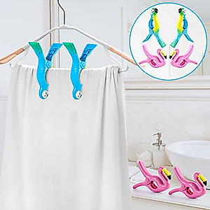 Inovat 4 pcs Flamingo Beach Towel Clip Parrot Towel Beach Towel Clothes Holder Clip Pin Pegs in Jumbo Size for Beach Patio Pool Chair Supplies Accessories, Pink & Blue