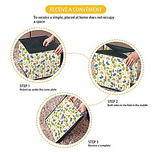 AFPANQZ Storage Bins Cubes Baskets Containers for Home Closet Bedroom Drawers Organizers Foldable 13x13x13 Inches 3D Dinosaur T-rex Print Boys Room Brown