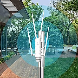 WAVLINK AC1200 High Power Outdoor Weatherproof WiFi Range Extender, Long Range Wireless AP/Router/Repeater/WISP Mode with POE Powered, Point to Point WiFi Bridge, 4x7dBi Omni Directional Antennas