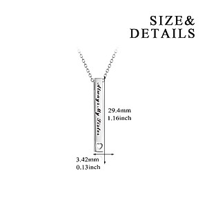 AXELUNA Sister Gifts from Sister, Sterling Silver Always My Sister Forever My Friend Bar Pendant Necklace Jewelry, Birthday Gifts for Sisters