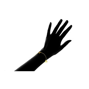 10K Yellow Gold Diamond Cut Polished Heart Charm and Sideways Cross Bracelet, 7