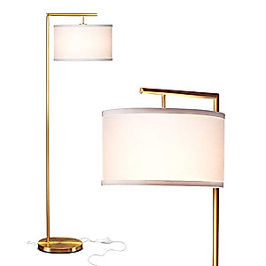 Brightech Montage Modern Floor lamp, LED Floor Lamp for Living Rooms & Offices - Tall Standing Lamp for Bedroom Reading - Corner Pole Lamp for Contemporary Home Decor - Gold, Antique Brass