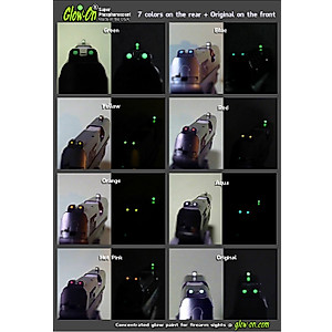 Glow-On Original, Original White Day Color and Green Glow. Gun Night Sights Paint, Small 2.3 ml vial. Concentrated Bright, Long Lasting Glow.