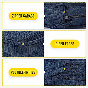 SUNROX Gel Memory Foam Chair Cushions, FadeShield Water-, Stain-Resistant Durable Reversible Seat Cushion Pads with Ties for Indoor/Outdoor Kitchen Dining Office 17"x16" Set of 6, Navy