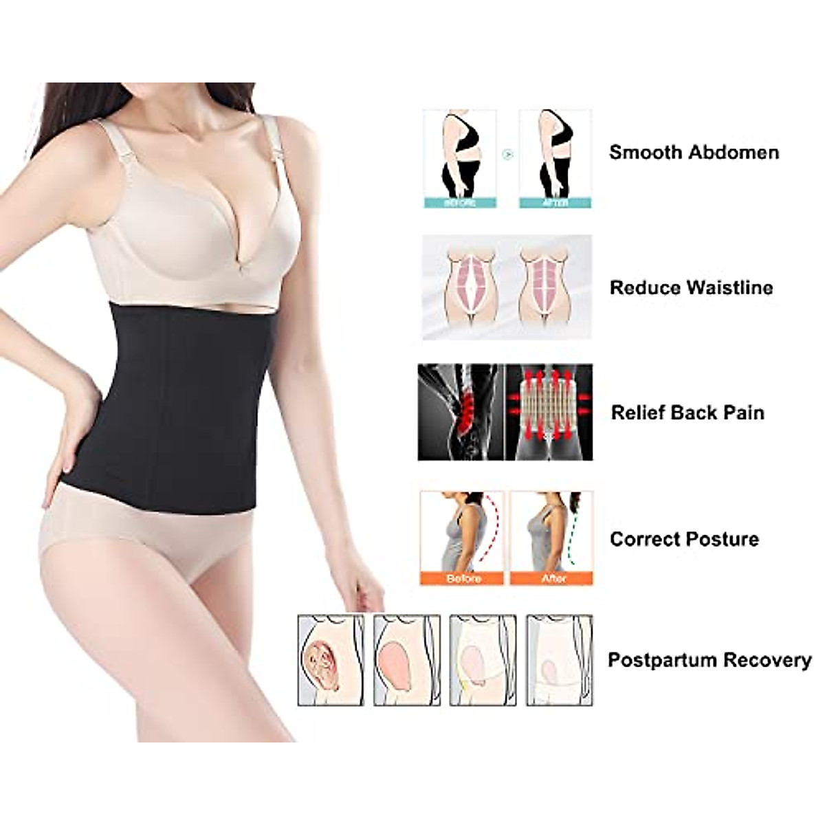 KSKshape Waist Trainer Shapewear For Weight loss Tummy Control Body Shaper Breathable Waist Cincher,Black,XL/XXL(Fits Waist 29-32inch)