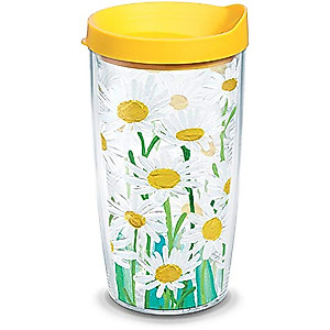 Tervis Painted White Daises Insulated Tumbler with Wrap and Lid, 16 oz - Tritan, Clear