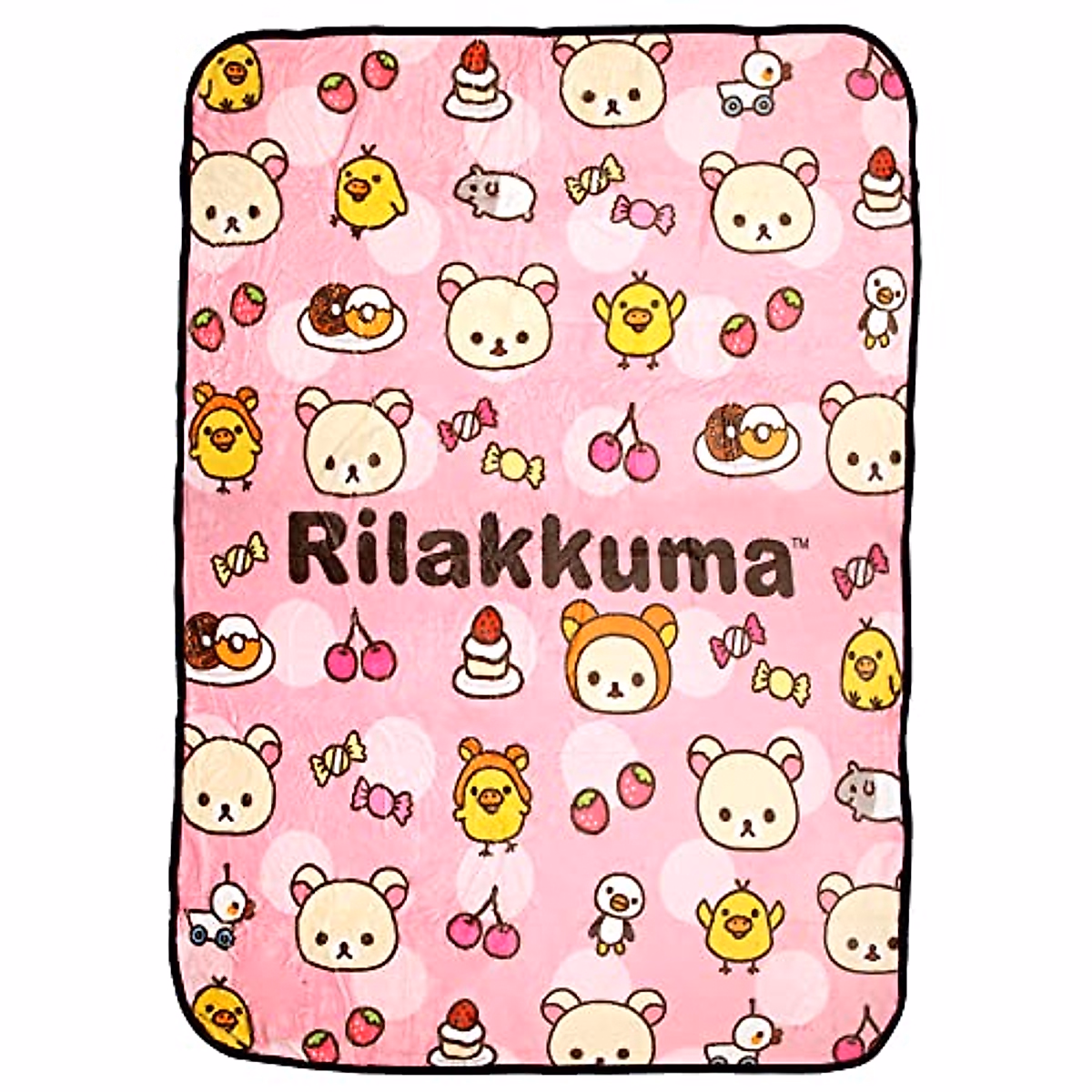 San-X Rilakkuma Korilakuma and Kiiroitori Soft Plush Fleece Throw Blanket 45" x 60"