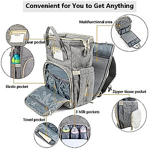 Baby Diaper Bag Backpack with Changing Pad, Happy Luoka Baby Bag Backpack for Boys Girls, Baby Registry Search, Newborn Essentials Must Haves Shower Gifts, Grey