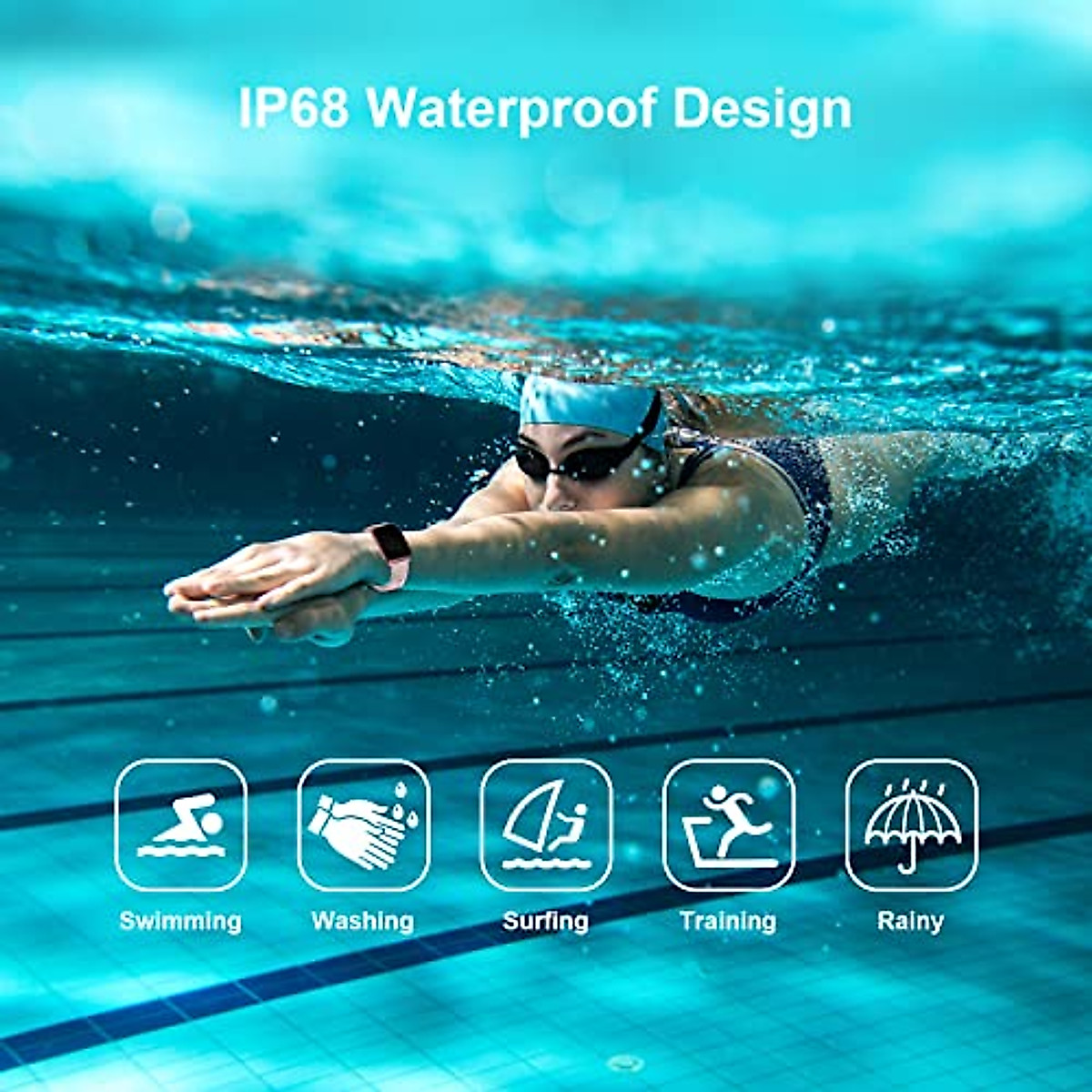 Smart Watch for Women, 1.69" HD Screen Fitness Tracker, Activity Tracker Smartwatches with 24 Sport Modes, Heart Rate/Sleep Monitor, IP68 Waterproof, Pedometer, Fitness Watch Android iOS Phones, Pink