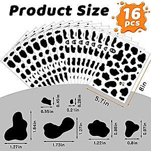 600Pcs Cow Print Stickers, Self-Adhesive Wall Decals Vinyl Print, Black Waterproof Animal Stickers for Cow Themed Bathroom, Nursery, Bedroom and Living Room Wall Decor