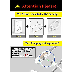 Censi Wearable Power Supply for AirPods, Air Pods with Intelligent Charging, Drop-Proof, Longer Battery Life, and Easier Call answering.AirPods Anti-Lost,,Charge All Versions of White (HI16-A)