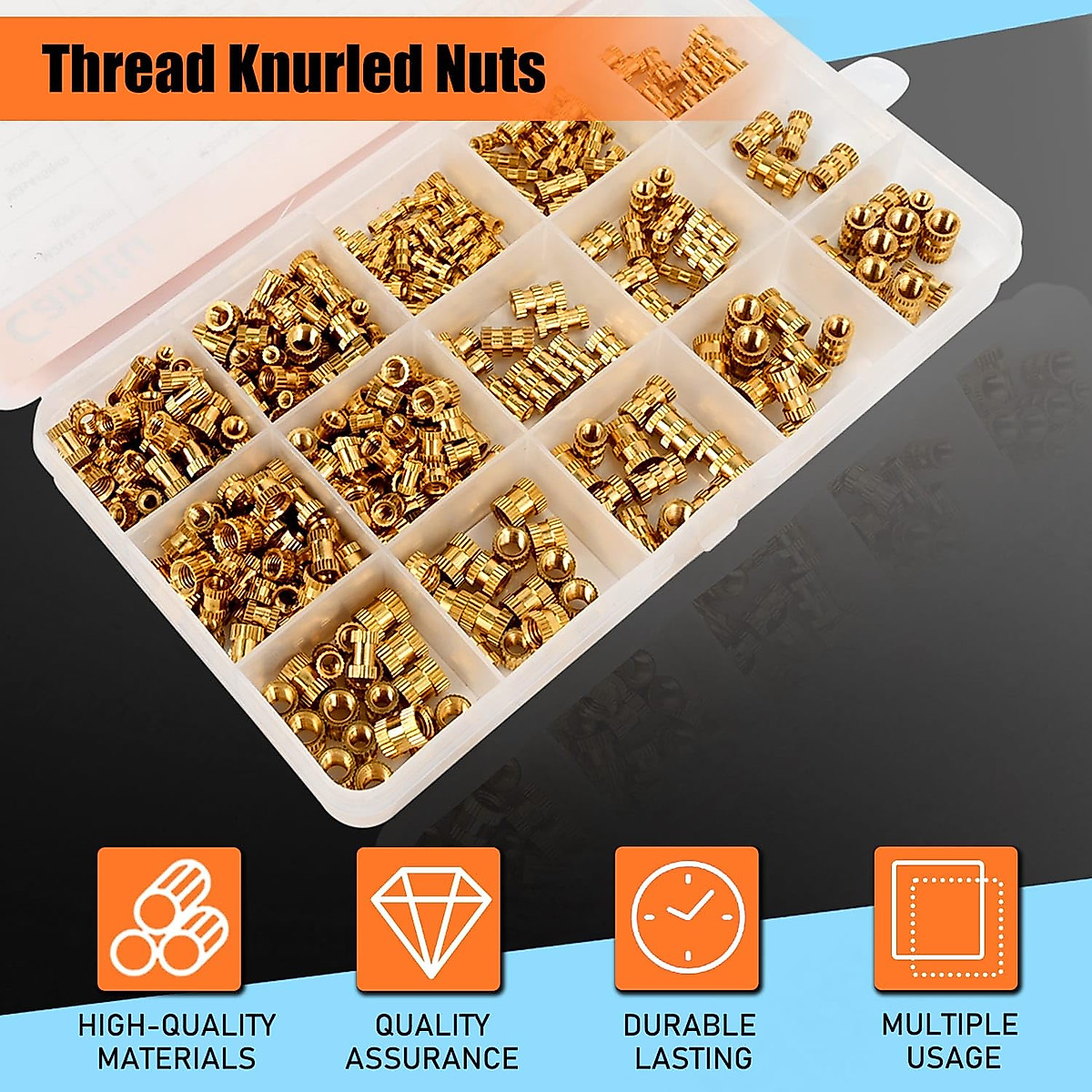 Canitu 420Pcs Threaded Inserts,M2 M3 M4 M5 Female Thread Metric Knurled Embedment Nuts Assortment Kit Brass Heat Set Insert for 3D Printing Components Injection Molding