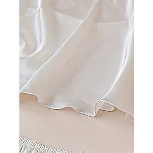 SOLY HUX Women's Sexy Silk Satin Ruffled Pajamas Sets Cami Shorts Sets Sleepwear Solid White M