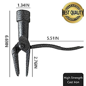 Aurbar Hand-Weed-Puller-Tool-Stand-up-Heavy-Duty Weed-Puller-Stand-Up-Weeder-for-Garden - Without Bending or Kneeling - Cast Iron + Anti-Rust Coating - Silver Gray（NO Pole）