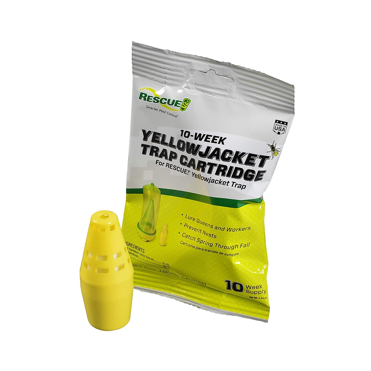 RESCUE! Yellowjacket Attractant Cartridge (10 Week Supply) – for RESCUE! Reusable Yellowjacket Traps - (10 Pack)