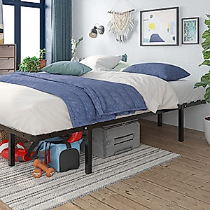 ZINUS SmartBase Euro Slats Mattress Foundation / 14 Inch Metal Platform Bed Frame / No Box Spring Needed / Sturdy Steel & Wood Frame / Underbed Storage, Queen