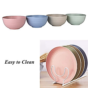 WANBY Lightweight Wheat Straw Cereal Bowls Unbreakable Dinner Bowl Set Dishwasher & Microwave Safe (8 Pack 26Oz)