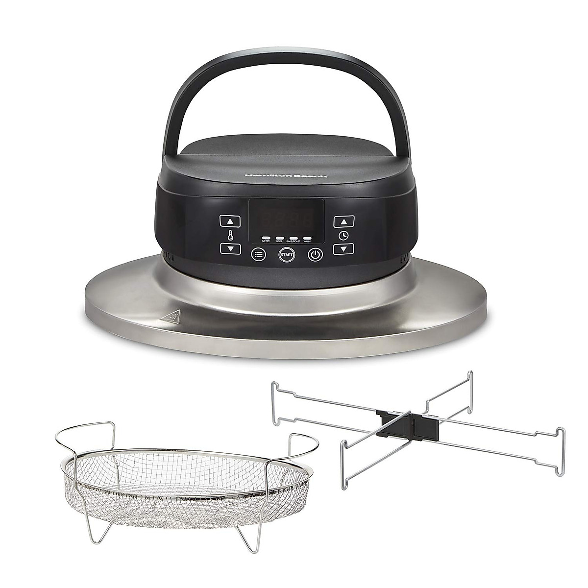 Hamilton Beach Air Fryer Lid, Fits 6 Quart Oval Slow Cooker Crock, with Fry Basket and Tray, Works with Multiple Brands (33602), BLACK