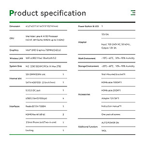 Micro Computer OS Pro Intel 11th Generation Processors N100 Mini PC 16G DDR4 500G M.2 SSD 2280 TRIGKEY Green G4 Mini Desktop, Support WOS Micro PC/Dual HDMI 4K@60Hz Output/WiFi 6/BT 5.2/Mini PC