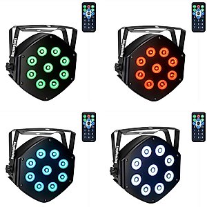 EasyDancing Theatrical Stage Lighting Apparatus Par Light RGBW 9x10W LED Uplighting 8 Channels with Remote DMX for Wedding Event Party Festival DJ Church (4pcs)