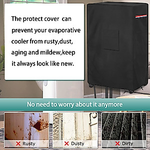 AIickwang Evaporative Cooler Cover for Hessaire MC61M/MC61V Evaporative Cooler,Outdoor Heavy Duty 600D Waterproof Swamp Cooler Cover,29"L x 18"W x 45"H,Black