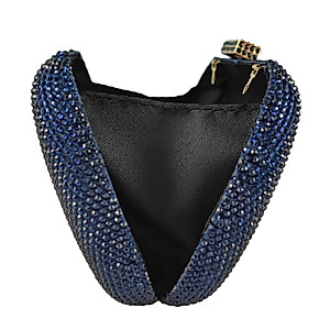 Boutique De FGG Bling Evening Bags and Clutches for Women Formal Party Crystal Clutch Bag Wedding Rhinestone Handbags, Mini,Navy Blue
