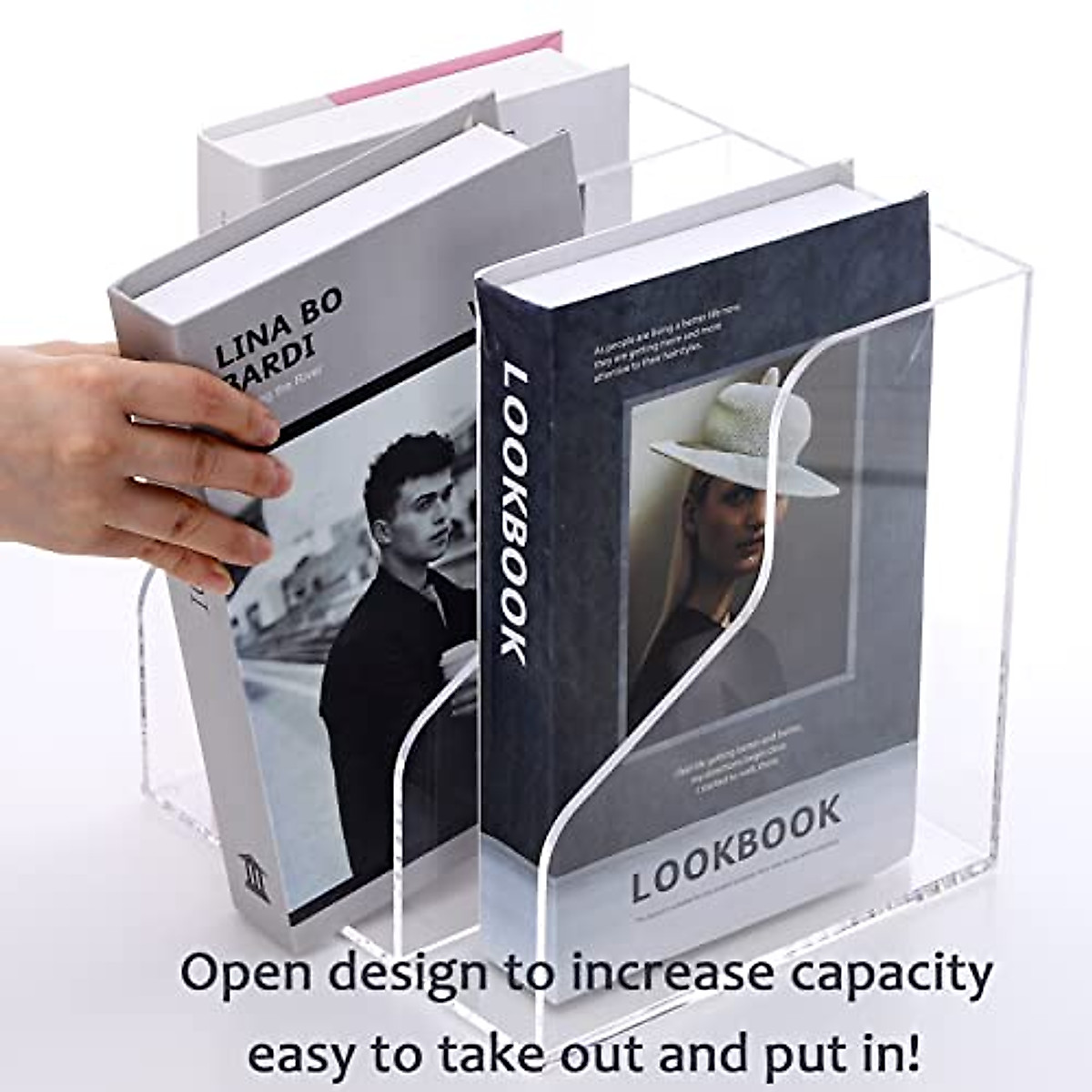 SANRUI Magazine File Holder Acrylic Magazine Rack Desk Organizer File Folder for Office Organization and Storage with 3 Vertical Compartments,Clear