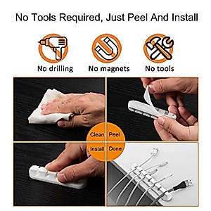 Cord Organizer Cable Management for Desk - 5 Packs White Cable Clips and Cord Keeper, The White Self-Adhesive Cord Holder for Desk and Wire Holder are Easy to Apply and Stops Wire Getting Dirty