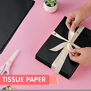 Hlonon Black Tissue Paper for Gift Bags - 30 Sheets of Black Wrapping Tissue Paper Bulk Packaging Paper for Weddings Birthday DIY Project Christmas Gift Wrapping Crafts Decor (14 x 20 Inch)