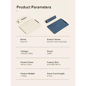 Reemix Electric Warming Tray, Foldable Food Warming Mat with Adjustable Max Temperature 212 Fahrenheit, Auto Shut-Off Food Warmer for for Gatherings, Parties, Everyday Use (Creamy White)