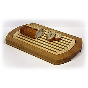 Simply Bamboo BICT Multi-Purpose Two-Tone Bamboo Bread Crumb Cutting Board/Serving Tray for Kitchen - 16" x 10" x 1.25"