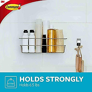 Command BATH31-SN-ES, Heavy Duty Shower, Satin Nickel, 1-Caddy, 1-Prep Wipe, 4-Water-Resistant Strips, Organize Damage-Free, 0