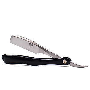 Kai Kasho Captain Japanese Professional Folding Straight Edge Barbering Razor with Leather Case - 20 Kai Captain Titan Blades Included - Also Compatible with Feather Artist Club Blades