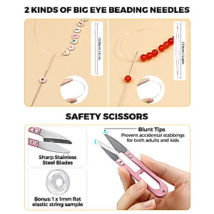 6 Rolls FIVEIZERO Elastic Bracelet String Cord, 0.4mm, 0.5mm, 0.6mm, 0.7mm, 0.8mm, 1mm Crystal Clear Stretchy Elastic Bead String for Bracelets, Jewelry Making and Clay Pony Seed Stone Beads Beading