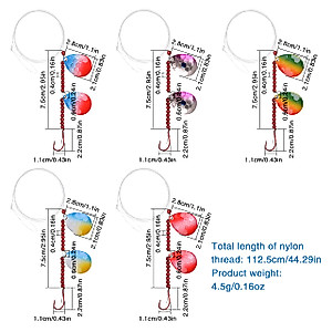 Walleye Harness Spinner Rig, 5 Packs Walleye Rig Fishing Making Kit Colorado Blades Mono Leader Hooks Clevises Beads (Mixed-10Packs)