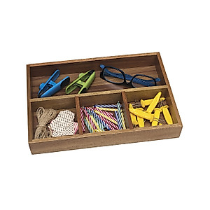 Lipper International Acacia Organizer Tray, 4-Compartments, 12" x 8" x 1 3/4"