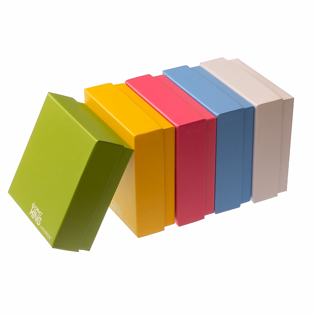 CryoKing 81 Wells 2 Inch Height Lab Freezer Box with Lid, Microtube Storage Box, Fit 0.5mL/1.5/2.0mL Microcentrifuge Tubes Vials, Cardboard Freezer Lab Box, Assorted Colors, 5 Pcs/Pack