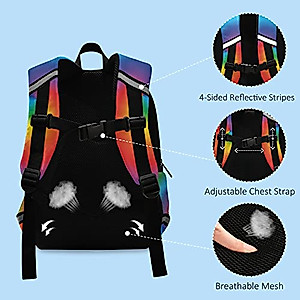 ALAZA Rainbow Tie Dye Swirl Spiral Kids Toddler Backpack Purse for Girls Boys Kindergarten Preschool School Bag w/Chest Clip Leash Reflective Strip