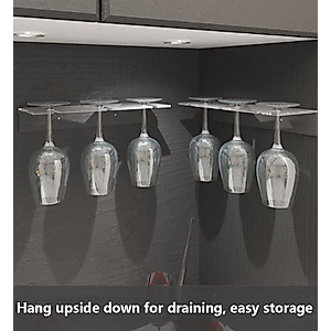 Wine Glass Rack|Stemware Holder|Wine Glass Organizer Glasses Storage Hanger for Bar Kitchen|Acrylic 2 pieces (Black)