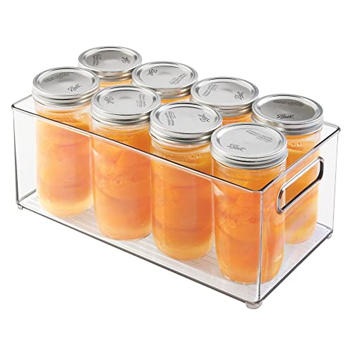 mDesign Deep Plastic Kitchen Storage Organizer Container Bin for Pantry, Cabinet, Cupboard, Shelves, Fridge, or Freezer - Holds Dry Goods, Sauces, Condiments, Drinks, Ligne Collection, 8 Pack, Clear