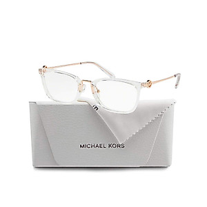 Michael Kors MK4054 CAPTIVA 3105 52M Crystal Clear Rectangular Eyeglasses For Women+ BUNDLE with Designer iWear Eyewear Kit Care Kit