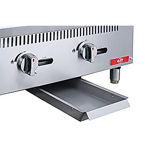 Commercial Griddle, Elite Kitchen Supply Countertop 24" Flat Top Grill Natural Gas (NG) / Propane Countertop Griddle with 2 Burners - 60000 BTU