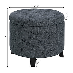 Convenience Concepts Designs4Comfort Storage Ottoman, Stormy Gray Fabric