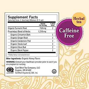 Yogi Tea Honey Chai Turmeric Vitality Tea - 16 Tea Bags per Pack (6 Packs) - Organic Tea to Support Overall Health - Includes Cinnamon Bark, Turmeric Root, Cardamom Pod, Ginger Root & More