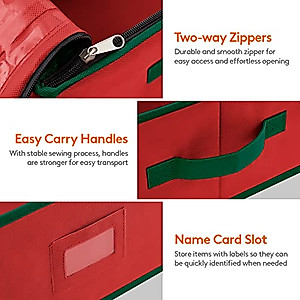 Lifewit Wrapping Paper Storage Containers with Interior Pockets, Fits 18-24 Standard Rolls, Gift Wrapping Organizer Storage for Wrapping Paper, Bows, Ribbons, 40" Length, Red