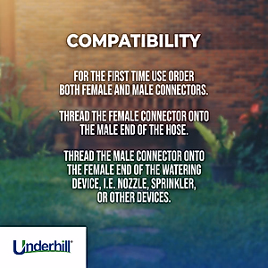 Underhill Quick Connect Garden Hose Fitting, Connector, Heavy-Duty, Solid Brass, 3/4 Inch Male Hose Thread, A-BQ7M