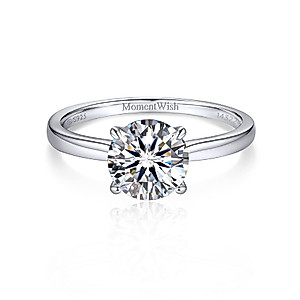 MomentWish Moissanite Rings, 2Carat Moissanite Rings for Women, D Color VVS1 Simulated Diamond 925 Sterling Silver Solitaire Rings-Size7
