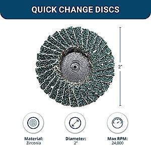 Benchmark Abrasives 2" Quick Change Zirconia Flap Disc Grinding Wheel with Male R-Type Back Design for Cleaning Finishing Deburring of Irregular Surfaces (Pack of 10) - 36 Grit